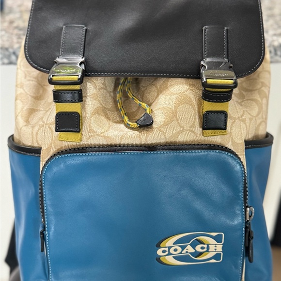 Coach | Bags | Coach Black Beige And Blue Mens Backpack | Poshmark